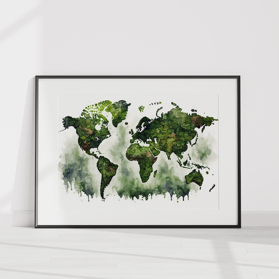 Printable Watercolor World Map: Global Charm for Your Home Office or ...