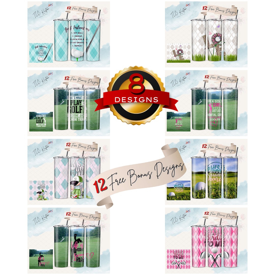 Ladies Golf Designs Bundle 2 20oz & 30oz Tumbler Sublimation Design PNG ...