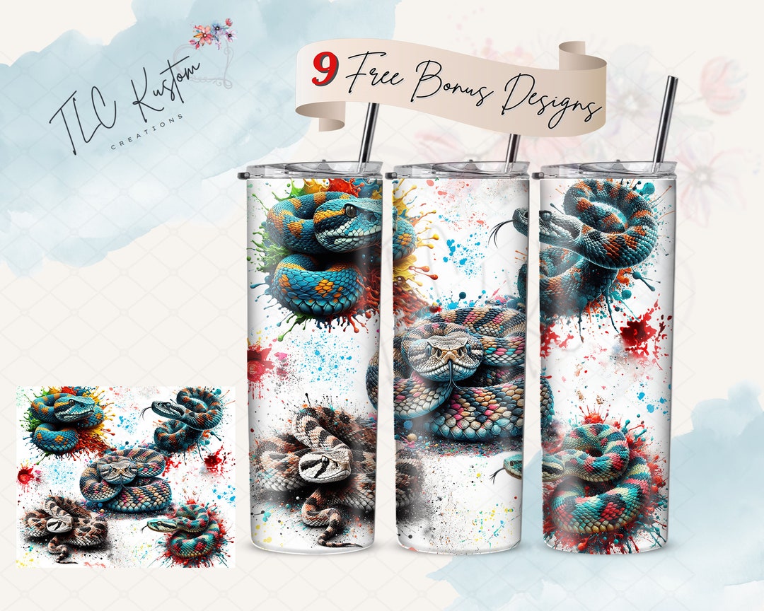 Amazing Colorful Snakes Paint Splatter Art Tumbler Design Wrap 20oz ...