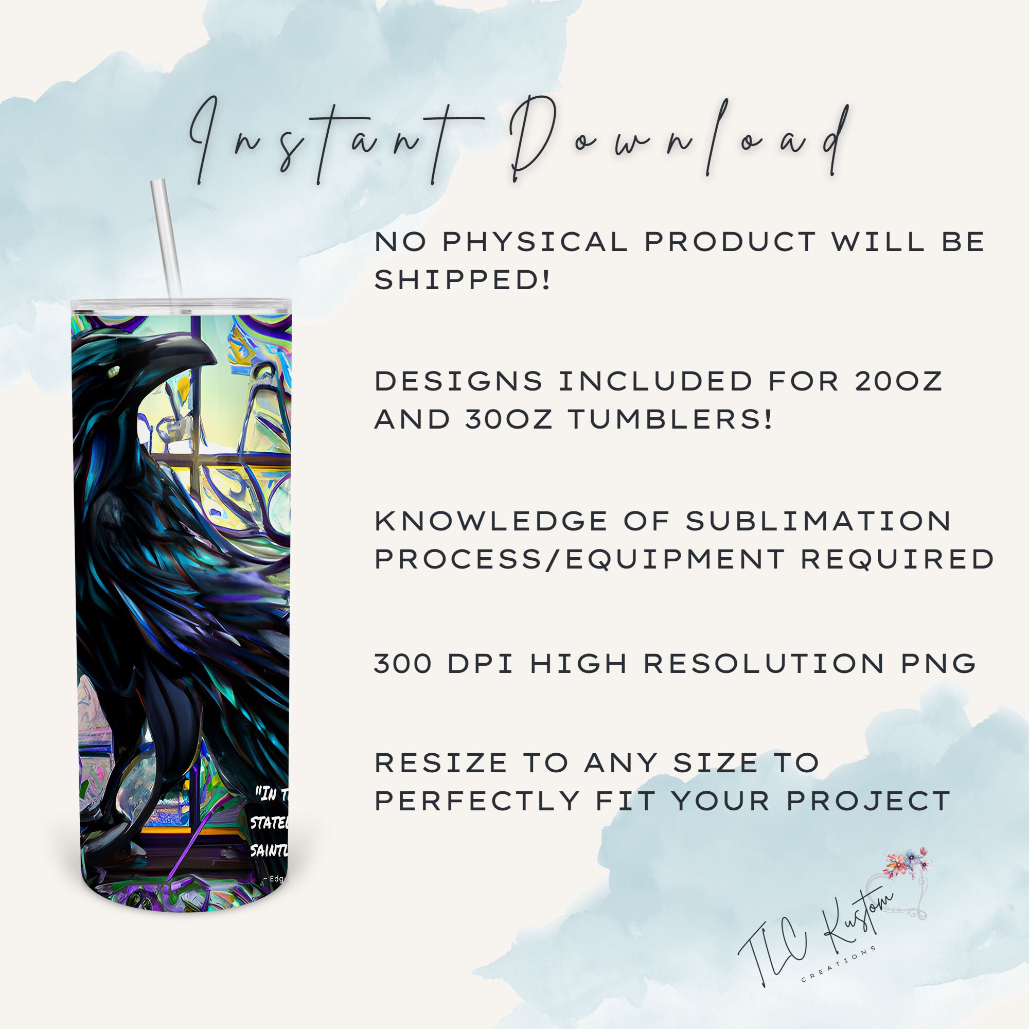 The Stately Raven Edgar Allan Poe Tumbler Design 20oz & 30oz Tumbler ...