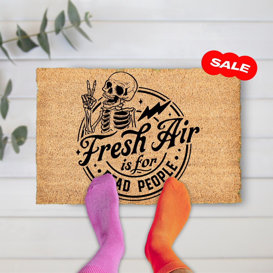 Custom Personalized Snarky Skeleton Door Mat Gothic Funny Humor Skull ...