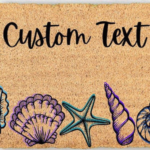 Custom Personalized Beach Life Seashells Summer Ocean Shells Cute Small Large Welcome Doormat ...