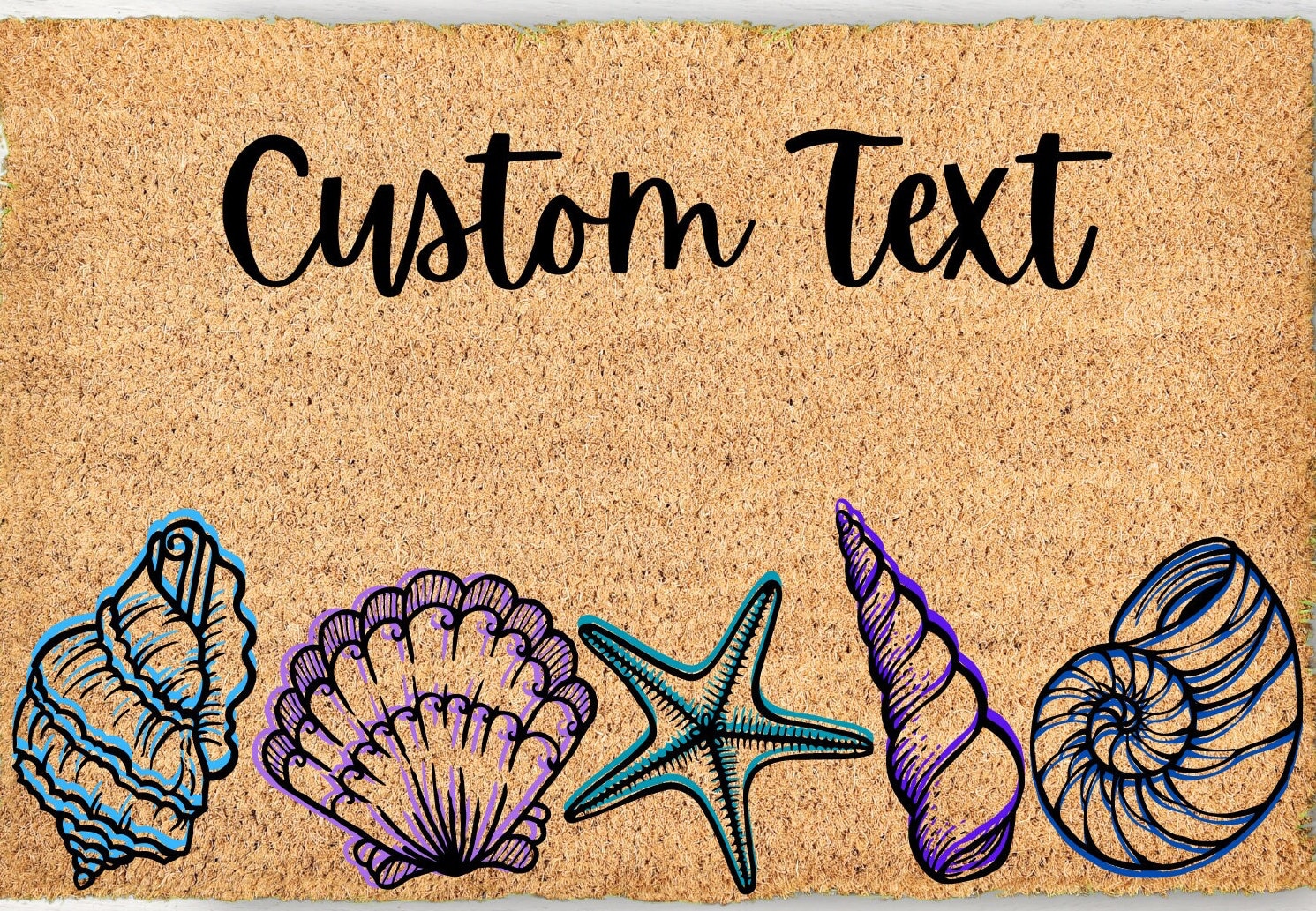 Custom Personalized Beach Life Seashells Summer Ocean Shells Cute Small Large Welcome Doormat ...