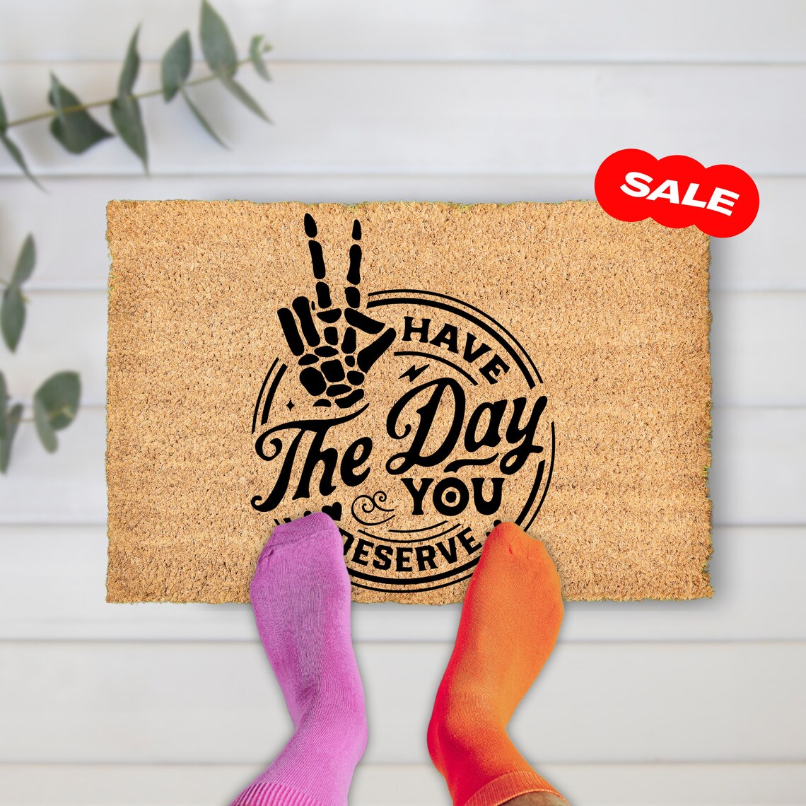 Custom Personalized Snarky Skeleton Door Mat Gothic Funny Humor Skull ...