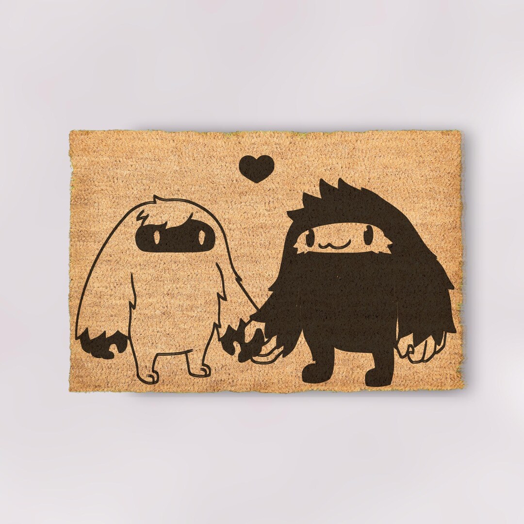 Custom Personalized Big Foot Couple Door Mat Cute Sasquatch Doormat ...