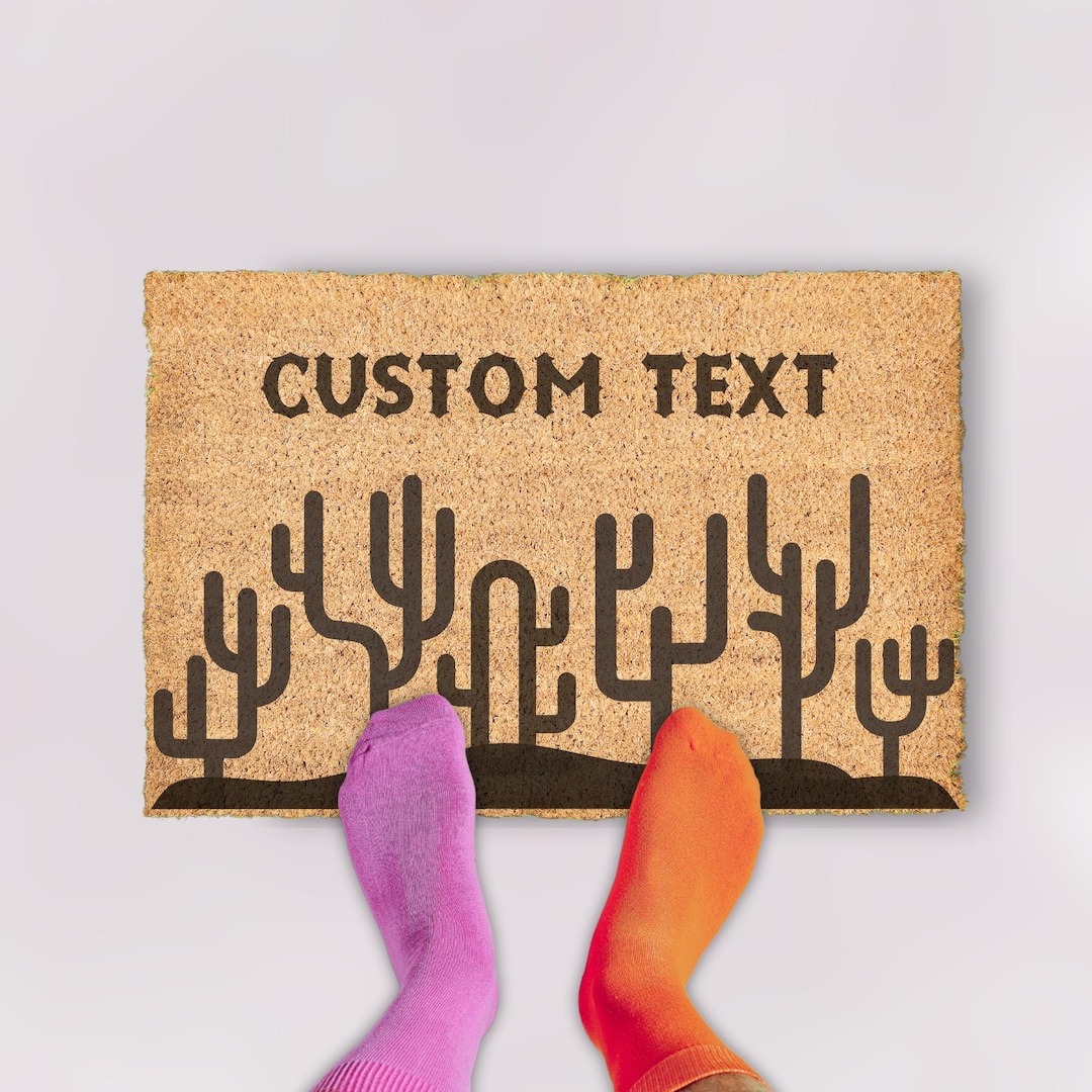 Custom Personalized Western Family Door Mat Desert Cactus Welcome Mat ...