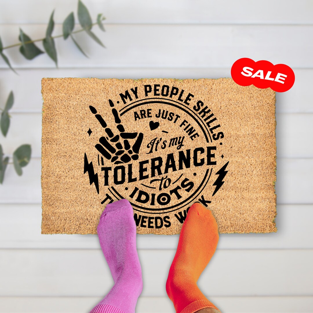 Custom Personalized Snarky Skeleton Door Mat Sarcastic Funny Humor ...