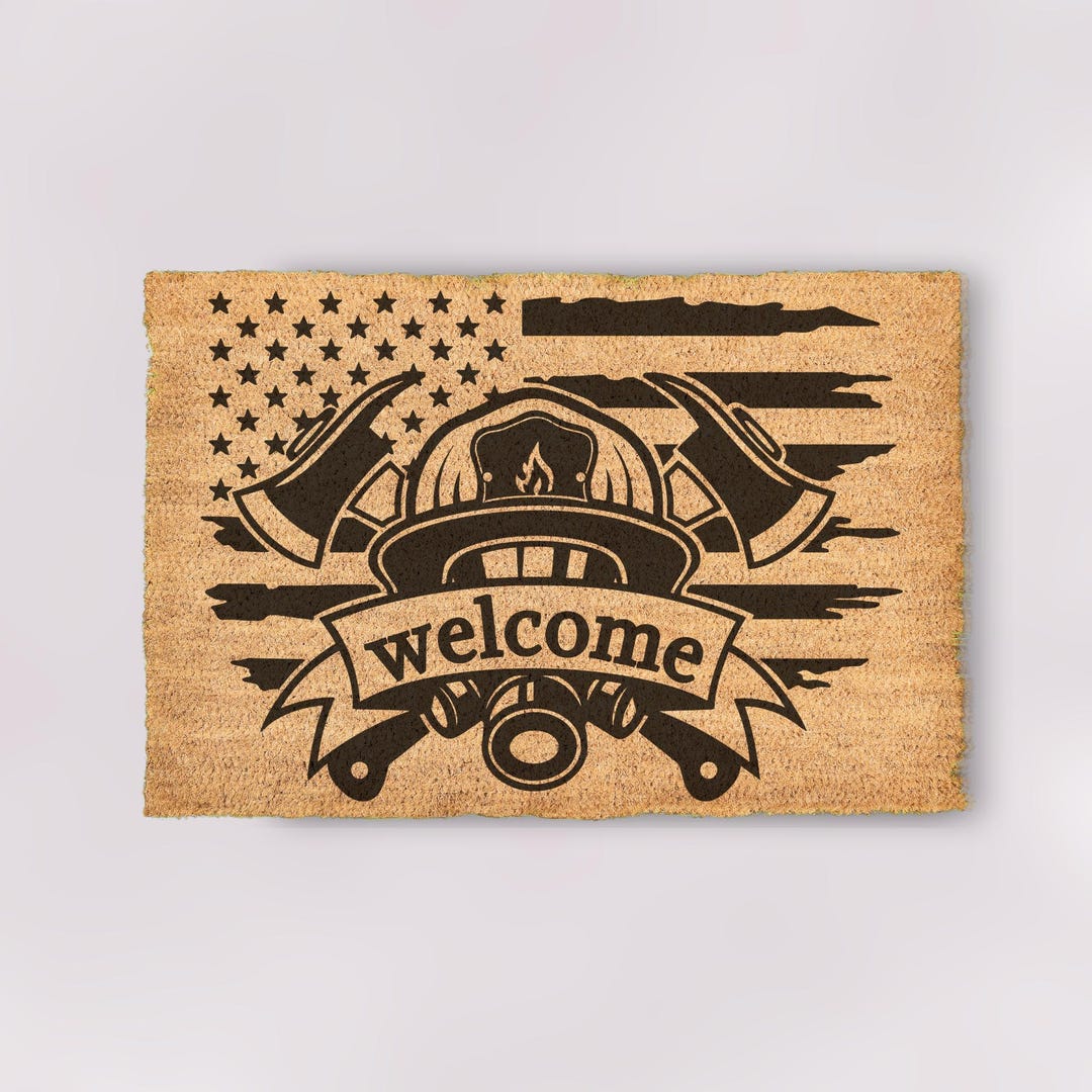Custom Personalized Firefighter Door Mat First Responder Home Decor ...