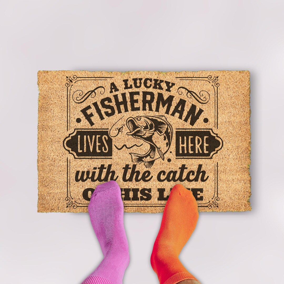 Custom Personalized Funny Fisherman Door Mat Fishing Lover Welcome ...
