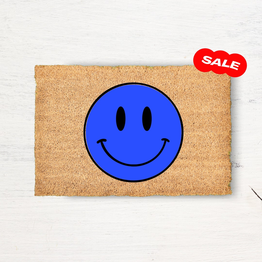 Custom Personalized Smiley Face Colorful Boho Doormat 70s 80s Hippie ...