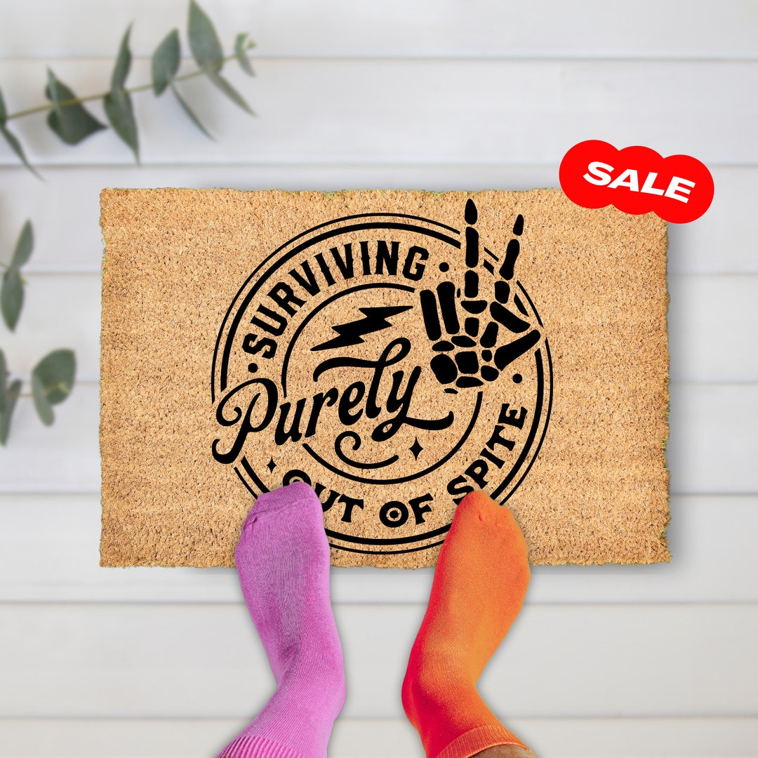 Custom Personalized Snarky Skeleton Door Mat Gothic Funny Humor Skull ...