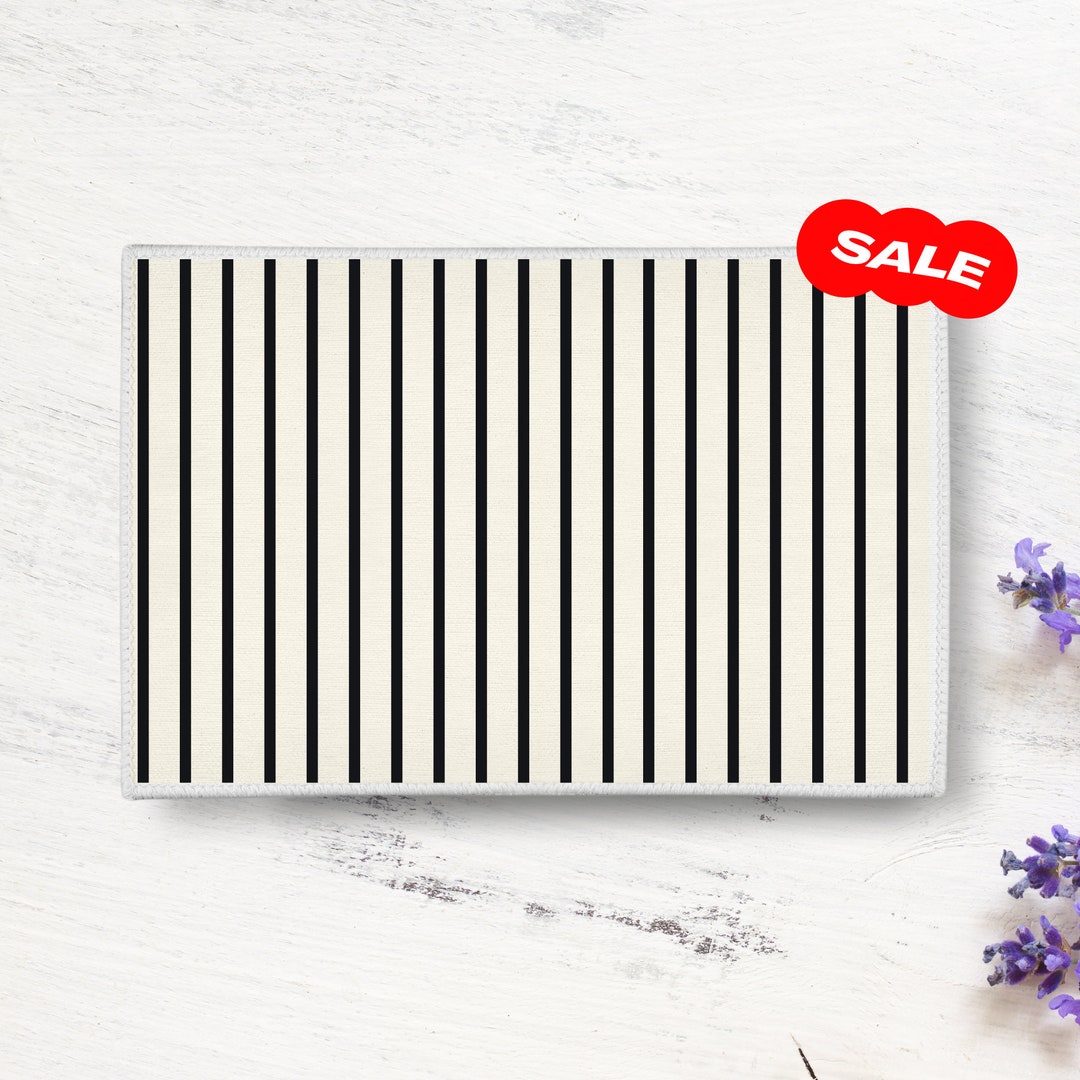 Striped Layering Rug Doormat Unique Mid Century 70s Door Mat Abstract ...