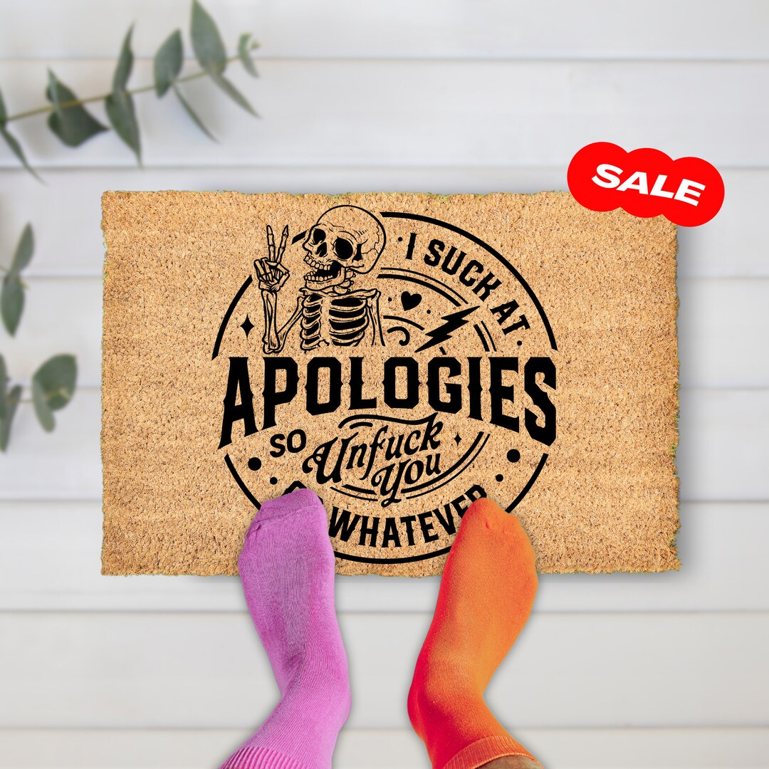 Custom Personalized Funny Skeleton Gothic Dark Humor Skull Doormat ...