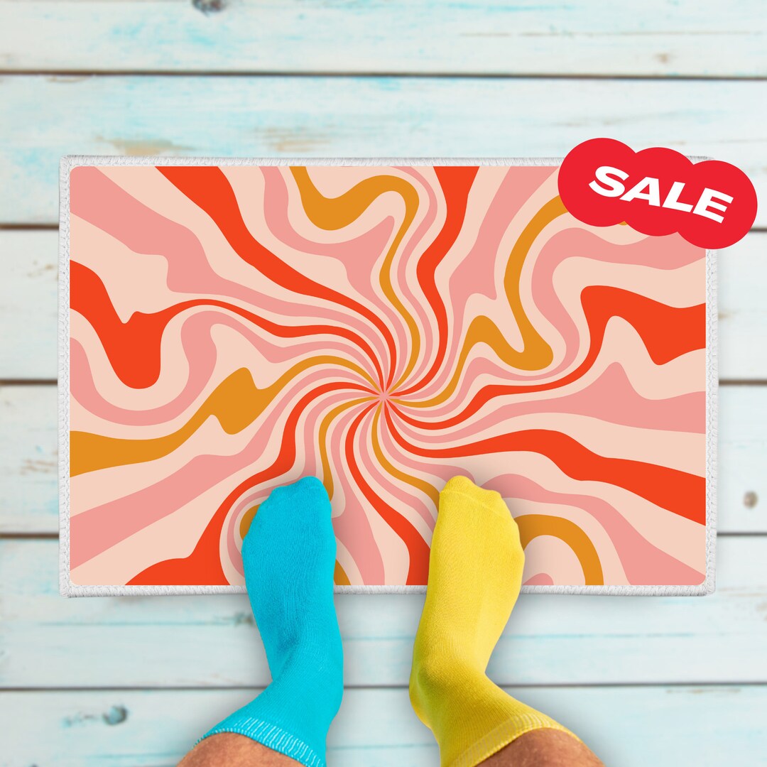 Wavy Pink Layering Rug 70s Hippie Stoner Doormat Retro Trippy Door Mat ...