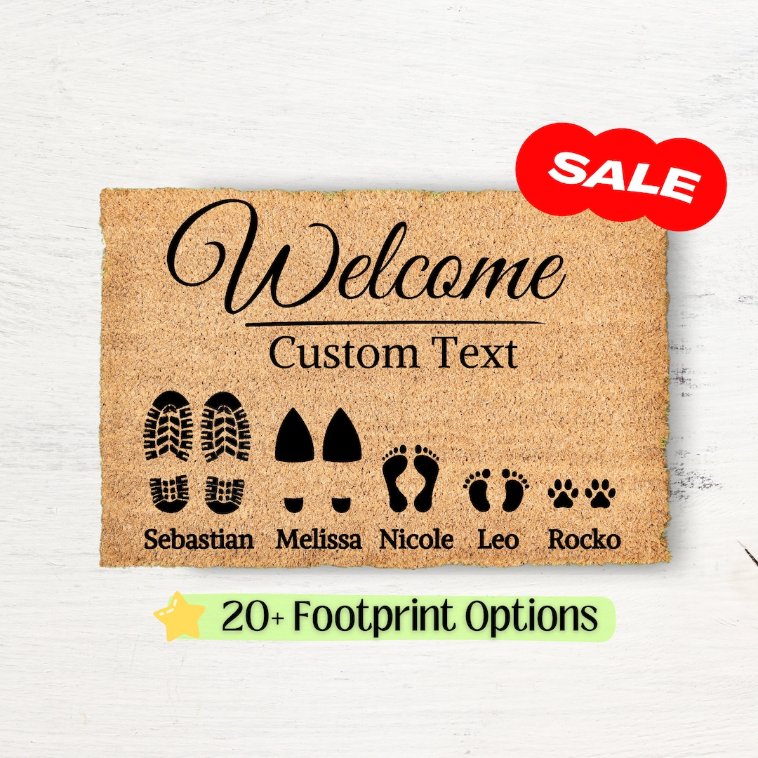 Custom Personalized Footprint Dog Cat Pet Family First Names Small ...