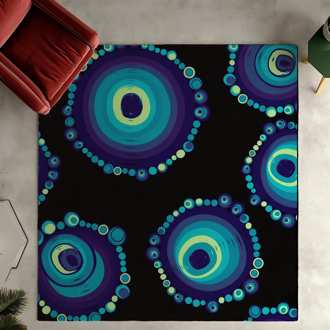 Dark Evil Eye Spiritual Rug Bohemian Mat Protection Indoor Area Rug ...