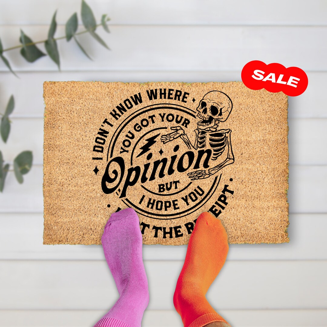 Custom Personalized Snarky Skeleton Door Mat Gothic Funny Humor Skull ...