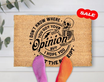 Custom Personalized Snarky Skeleton Door Mat Gothic Funny Humor Skull ...