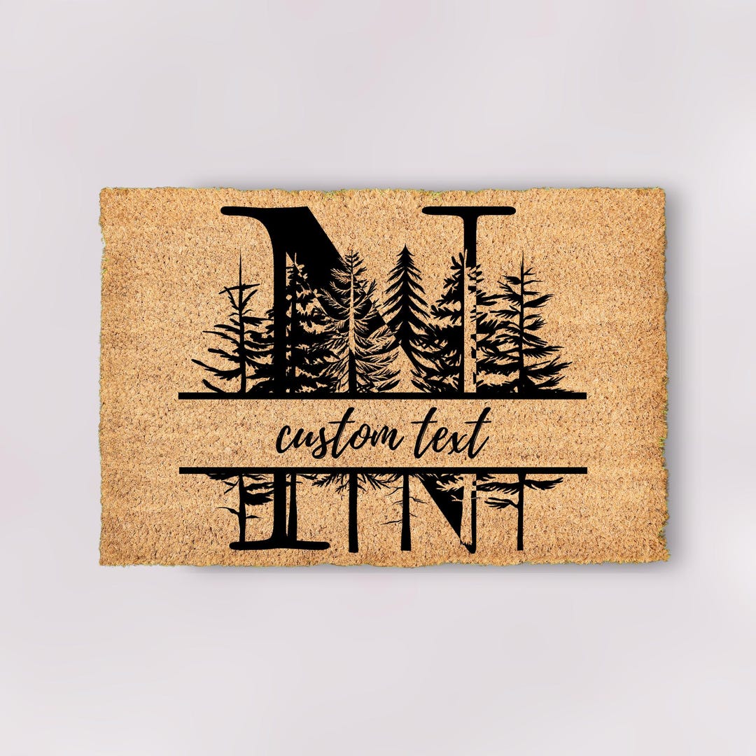 Custom Forest Monogram Doormat Personalized Last Name Door Mat Nature ...