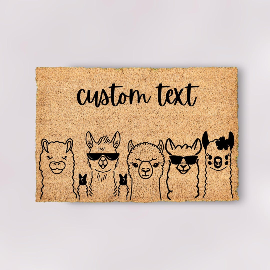 Custom Llama Doormat Personalized Family Name Pet Door Mat Funny Alpaca ...
