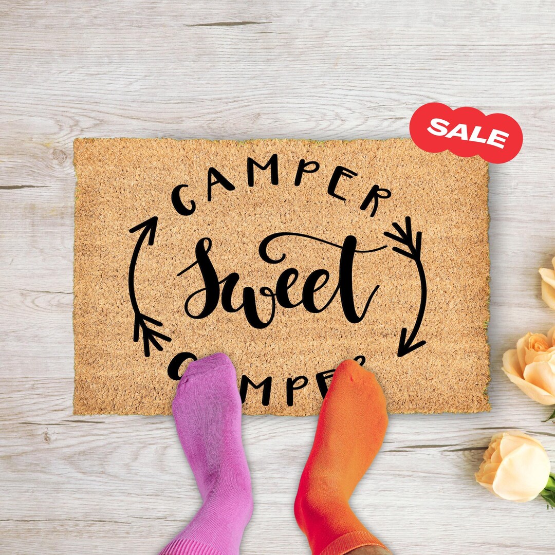 Custom Personalized Camper RV Door Mat Family Welcome Doormat Hiker ...