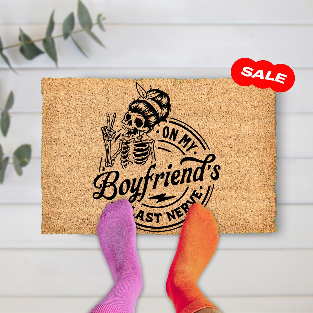 Custom Personalized Funny Skeleton Gothic Dark Humor Skull Doormat Home ...