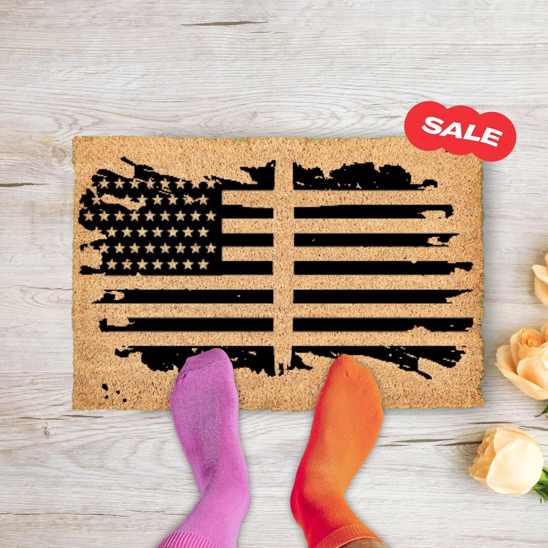 Custom Personalized American Flag Door Mat USA Patriotic Home Decor ...
