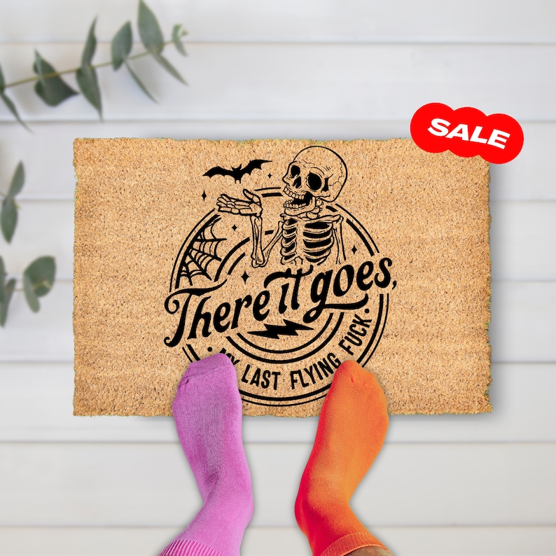 Custom Personalized Snarky Skeleton Door Mat Sarcastic Funny Humor ...