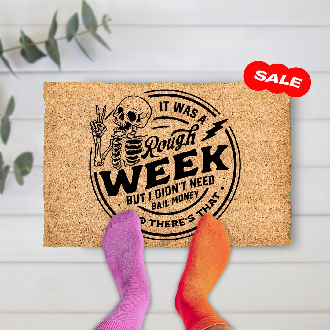 Custom Personalized Snarky Skeleton Door Mat Gothic Funny Humor Skull ...