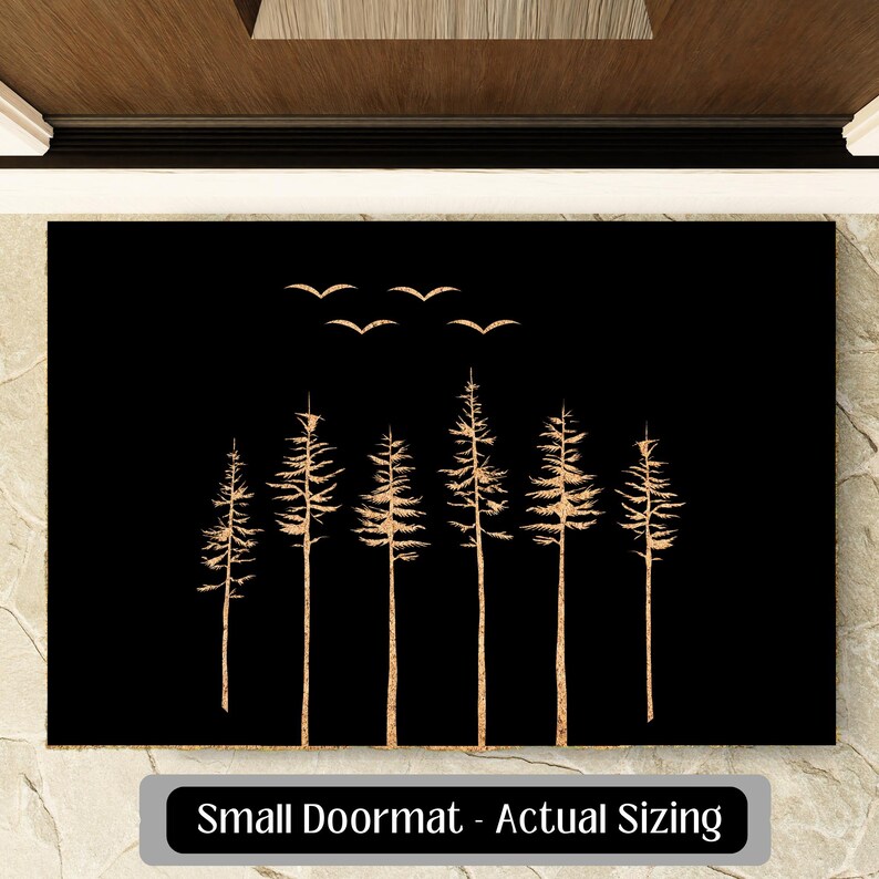Custom Personalized Black Forest Trees Door Mat Lake House Welcome Mat ...