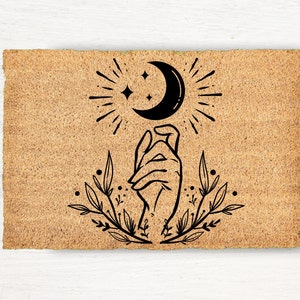 Custom Personalized Crescent Moon Star Spiritual Doormat Celestial ...