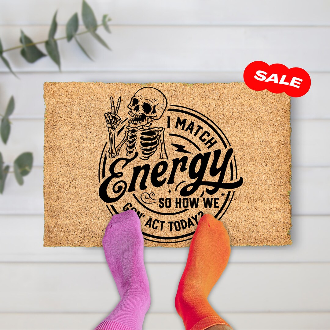 Custom Personalized Snarky Skeleton Door Mat Gothic Funny Humor Skull ...