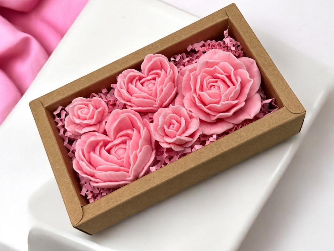 Soap Gift Box – Handmade Peony & Rose Soaps, Spa Set for Mom, Floral ...