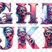 Zombie PNG Alphabet and Numbers Sublimation Clipart Bundle in Pink and ...