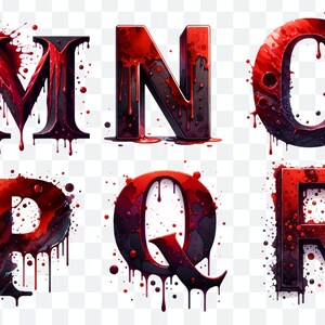 Blood Splatter PNG Alphabet and Numbers Clipart Bundle With Dripping ...