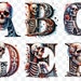 Skeleton Alphabet and Numbers Sublimation PNG Clipart Bundle in White ...