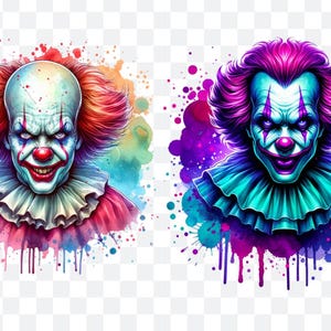 Creepy Clown Bundle, Spooky Halloween Clipart, Sublimation Transparent ...