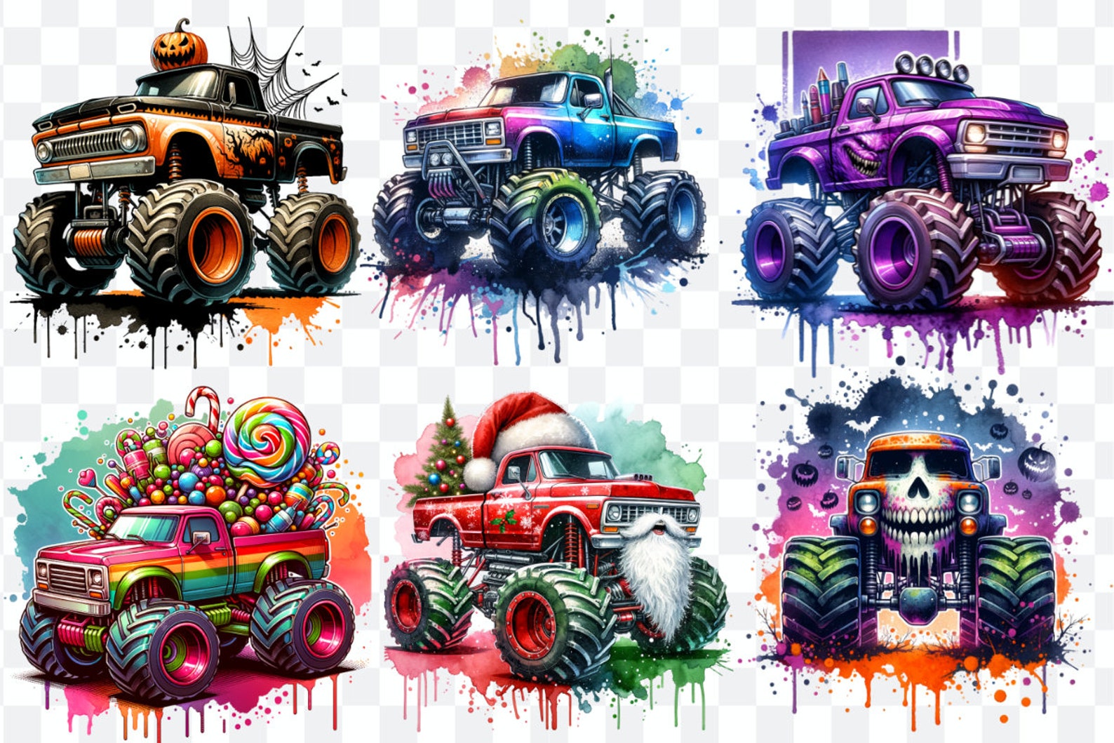 Monster Truck PNG Bundle, Monster Jam Sublimation Clipart Includes ...