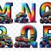Monster Truck PNG Alphabet and Numbers Bundle, Monster Jam Sublimation ...