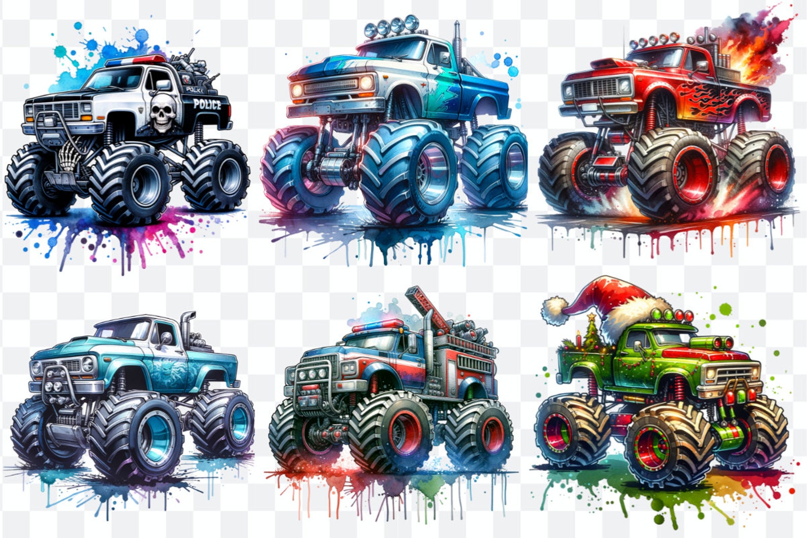 Monster Truck PNG Bundle, Monster Jam Sublimation Clipart Includes ...