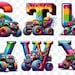 Monster Truck PNG Alphabet and Numbers Bundle, Monster Jam Sublimation ...