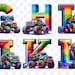 Monster Truck PNG Alphabet and Numbers Bundle, Monster Jam Sublimation ...
