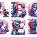 Zombie PNG Alphabet and Numbers Sublimation Clipart Bundle in Pink and ...