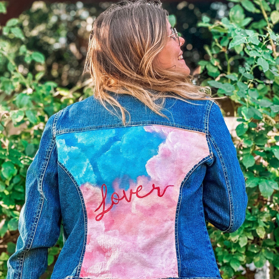 Custom Hand Painted Taylor Swift Inspierd Denim Jacket Lover Album ...