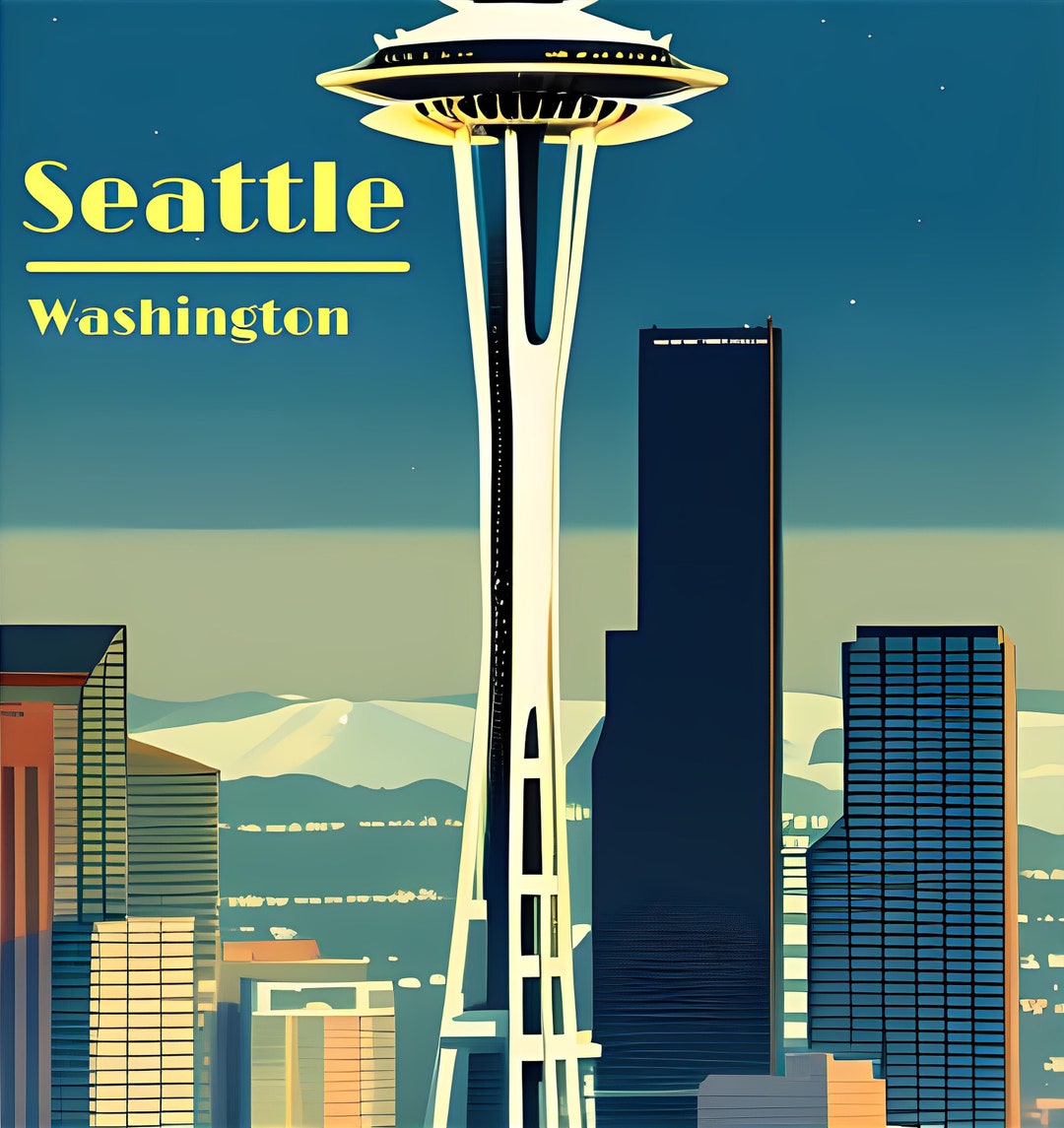 Vintage Seattle Travel Poster - Etsy