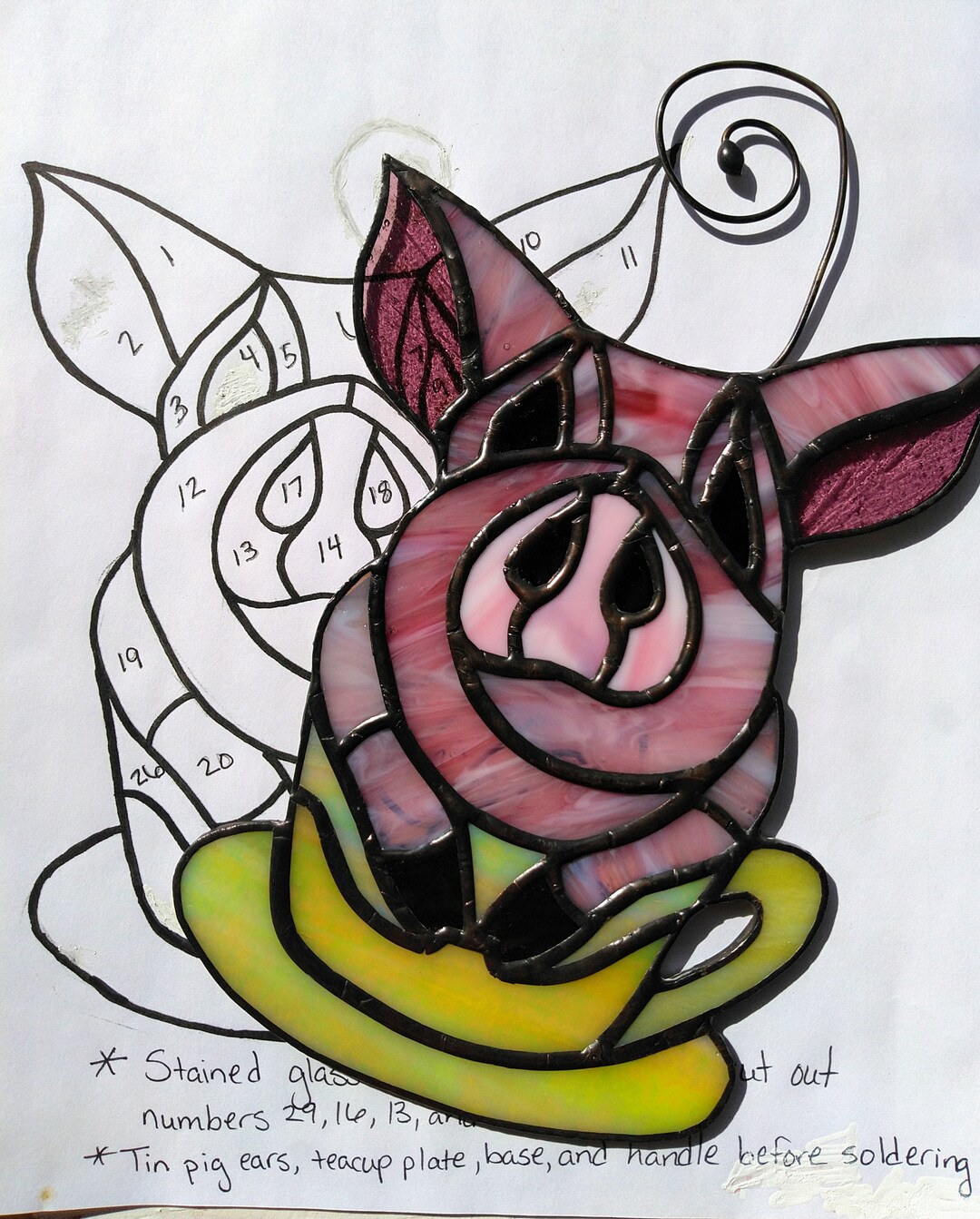 Teacup Pig Stained Glass Pattern - Etsy Australia