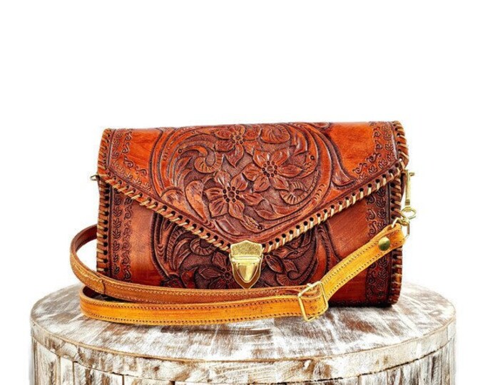Mexican Chiseled Handbag-artisanal Bag-mexican Bag-leather Shoulder Bag ...