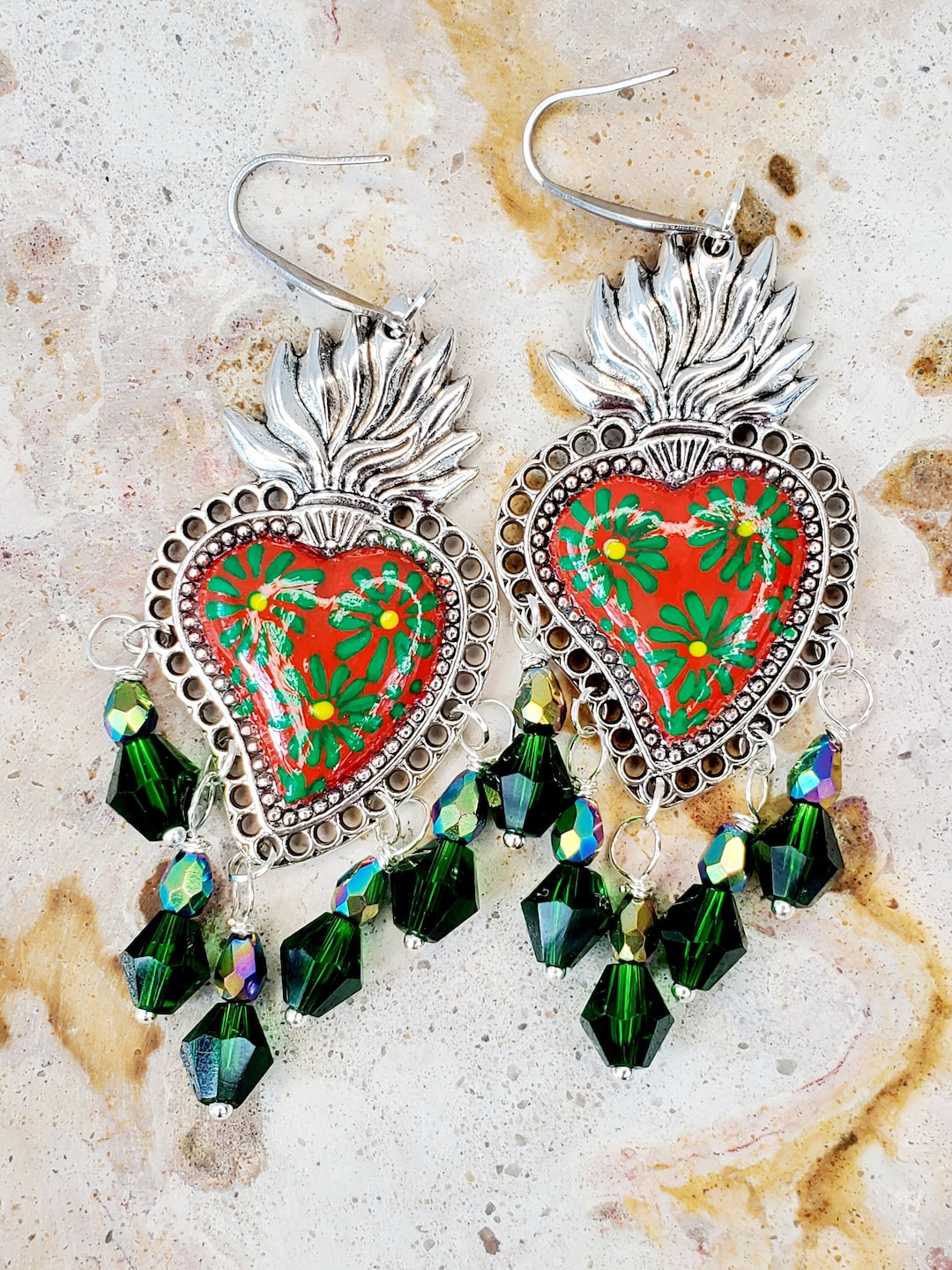 Mexican Earrings-talavera Style Mexican Earring-boho Earrings-hand ...