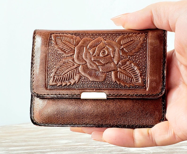 Mini Wallet Mirror-hand Tooled Wallet-woman Wallet-artisanal Mexican ...