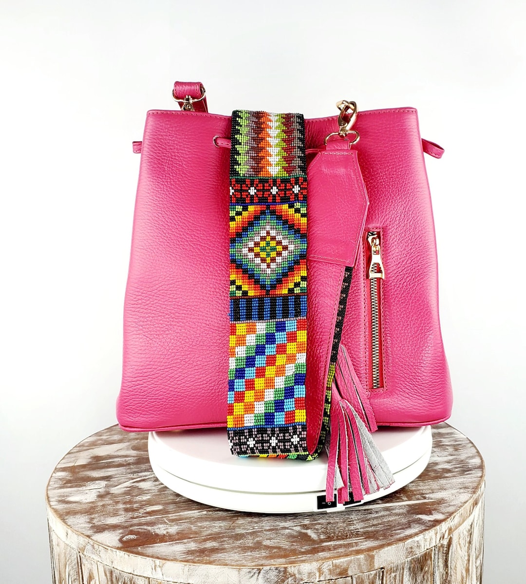 Mexican Backpack-artisanal Leather Backpack With Huichol Art-mexican ...